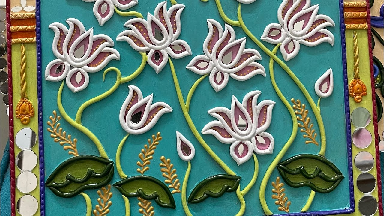 #lippan art lotus design #mudmirrorwork - YouTube