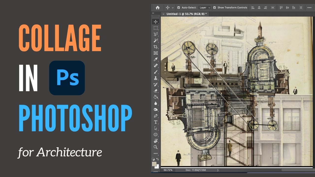 How to do Quick COLLAGE in Photoshop for Architecture drawing - YouTube