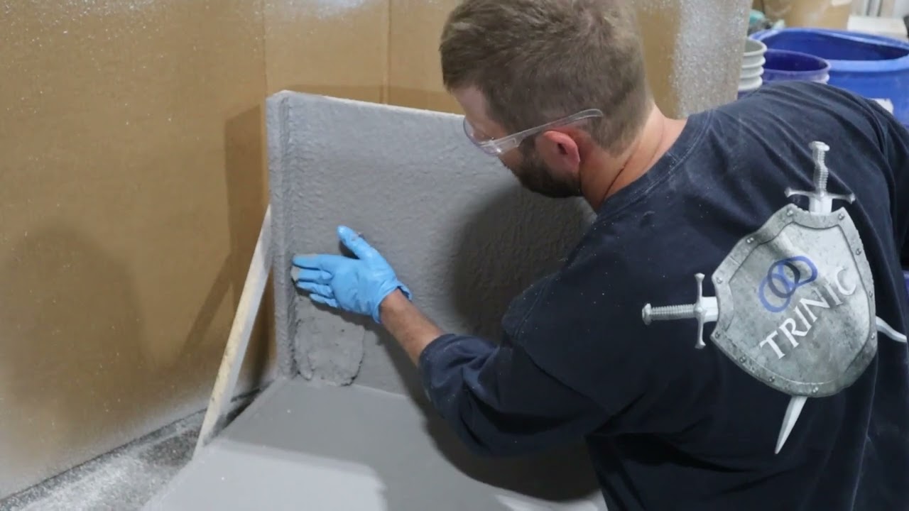 Trinic GFRC spray and hand-packed back coats - YouTube