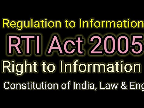 Regulation to Information | Right to Information Act 2005 | RTI Act ...