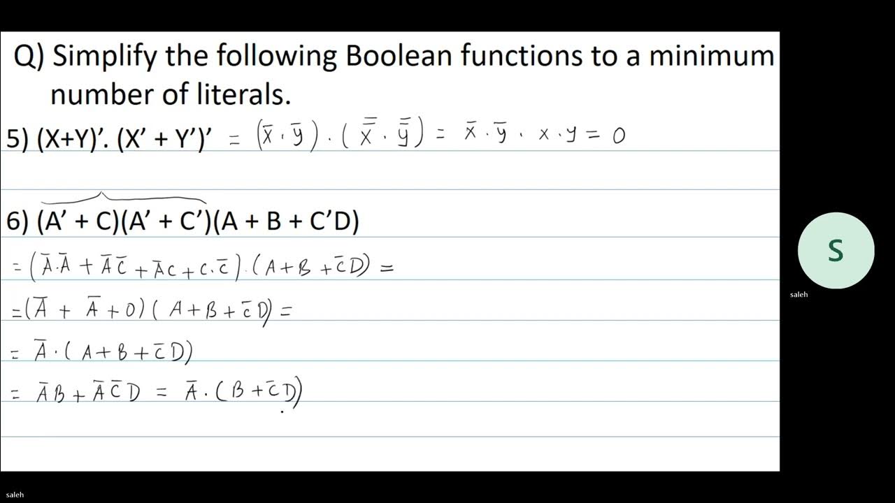 Simplify the following logic functions to a minimum number of literals. - YouTube