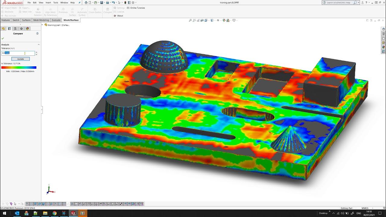 Compare - Mesh2Surface for SOLIDWORKS - 3D Reverse engineering software - YouTube