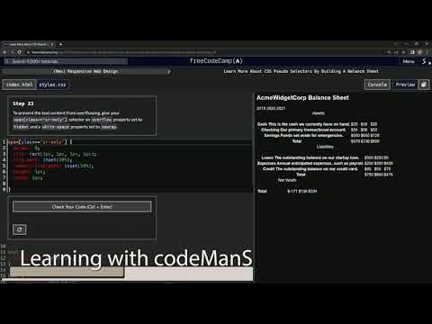 learn2code | freeCodeCamp (New) Responsive Web Design - Building a Balance Sheet: Step 33 - YouTube