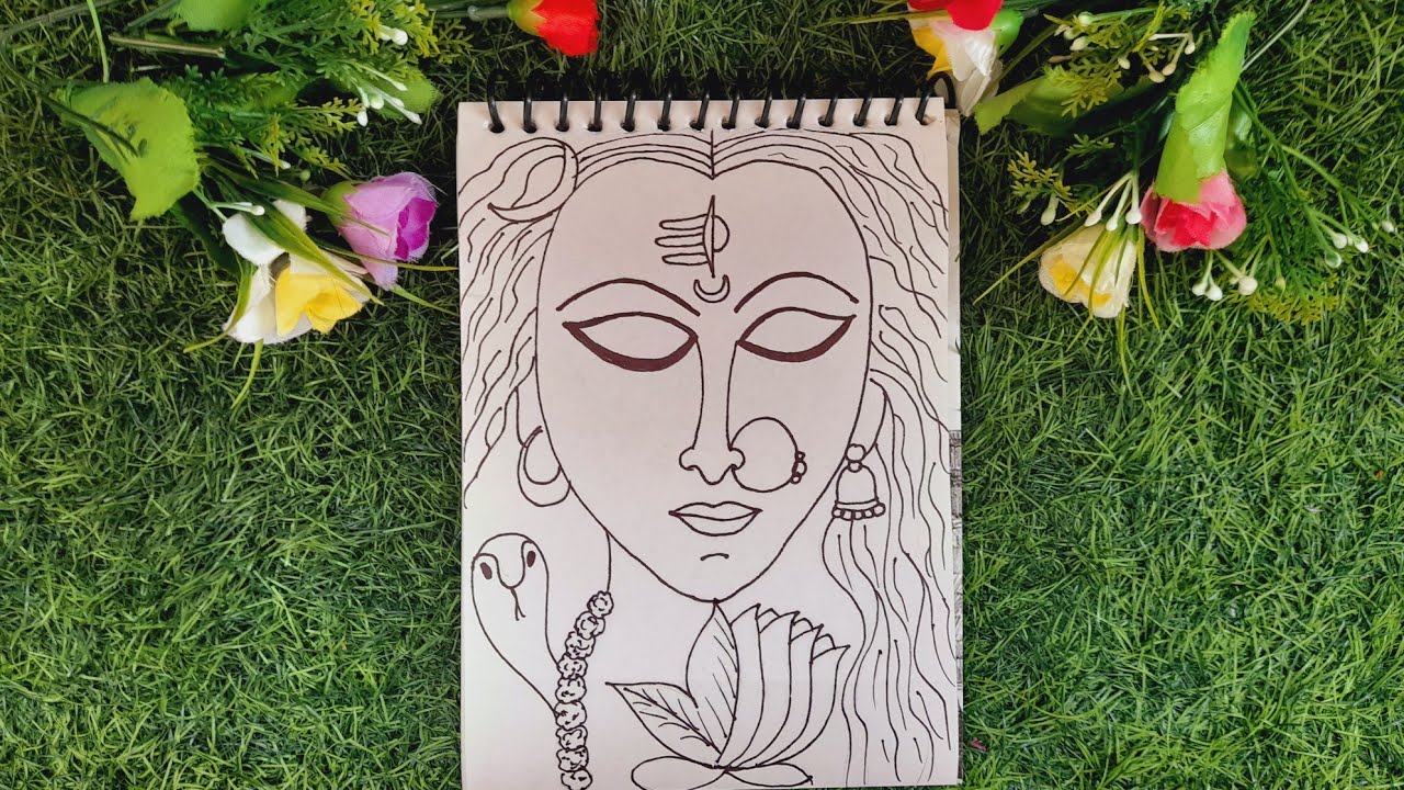 How to draw Shiva | Shiva Parvathi Drawing | Shivji drawing | Parvathi ...