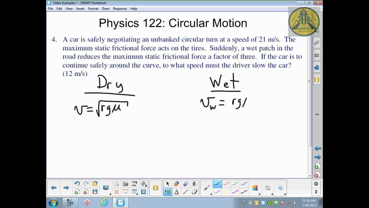 Physics 122: Changing Coefficient Friction - UnBanked Turn - YouTube