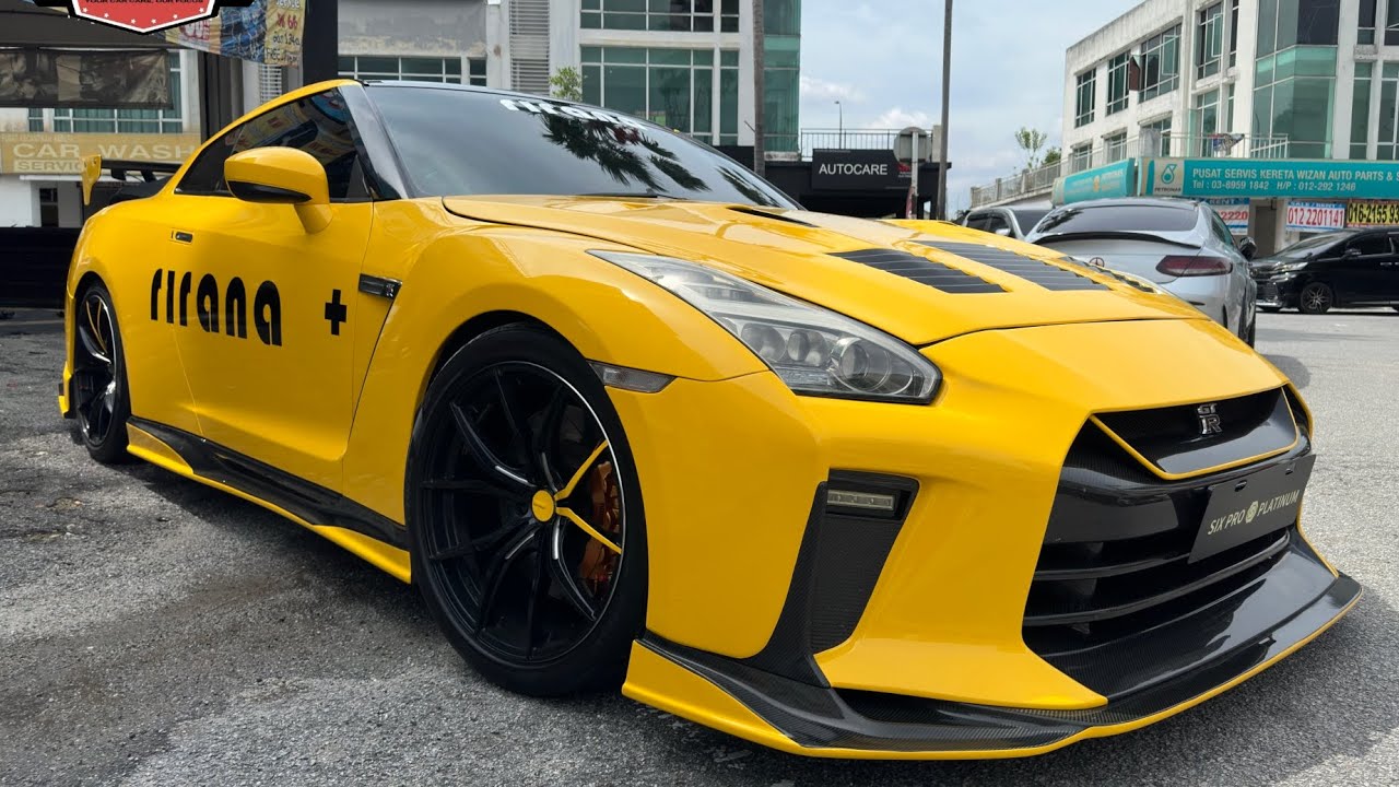 Nissan Skyline GTR R35 Full WRAP Glossy Maize Yellow custom sticker ...
