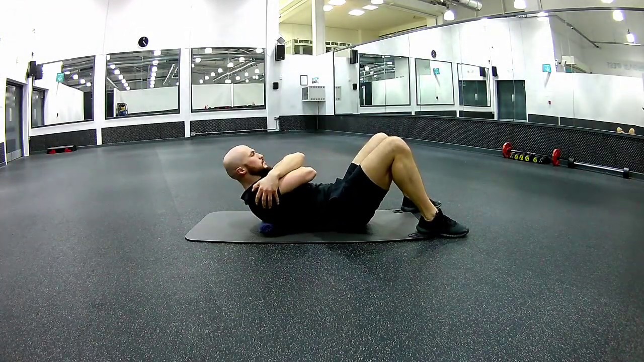 Thoracic spine extension on towel - YouTube