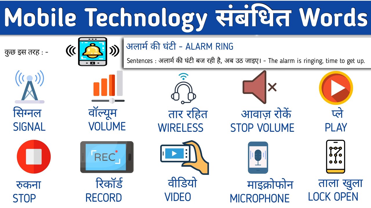 Mobile Technology Words In Hindi And English | Common Technology Words ...