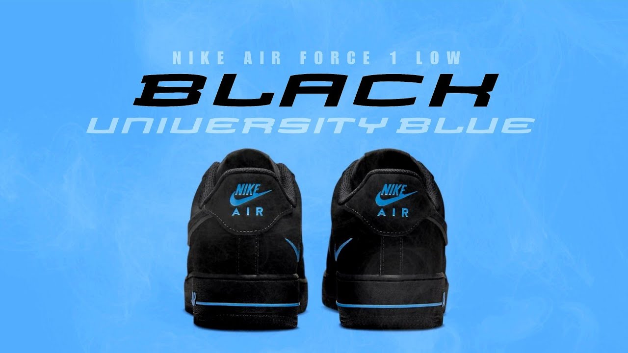 BLACK AND UNIVERSITY BLUE Nike Air Force 1 Low REVIEW + DETAILED LOOK ...