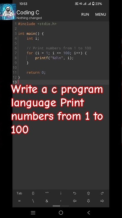 coding | c language coding | Print numbers from 1 to 100 #c #coding #programminglanguage #coding ...