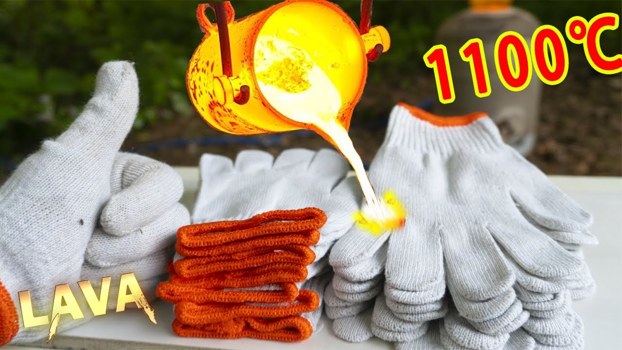 Experiment : LAVA VS Gloves|Molten copper VS Gloves - YouTube