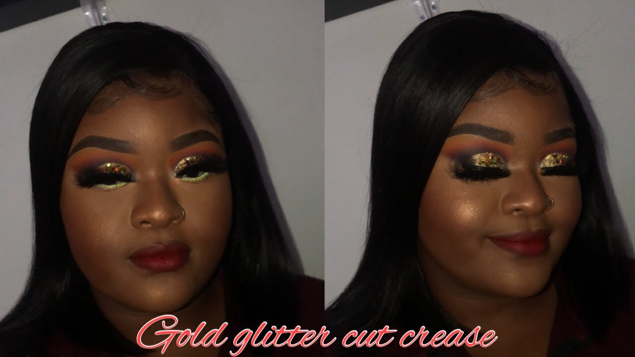 Chunky Gold Glitter cut crease Makeup tutorial | Itsjustnene - YouTube