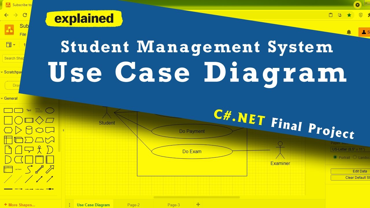 Student Management System Use Case Diagram Step By Step Video Tutorial