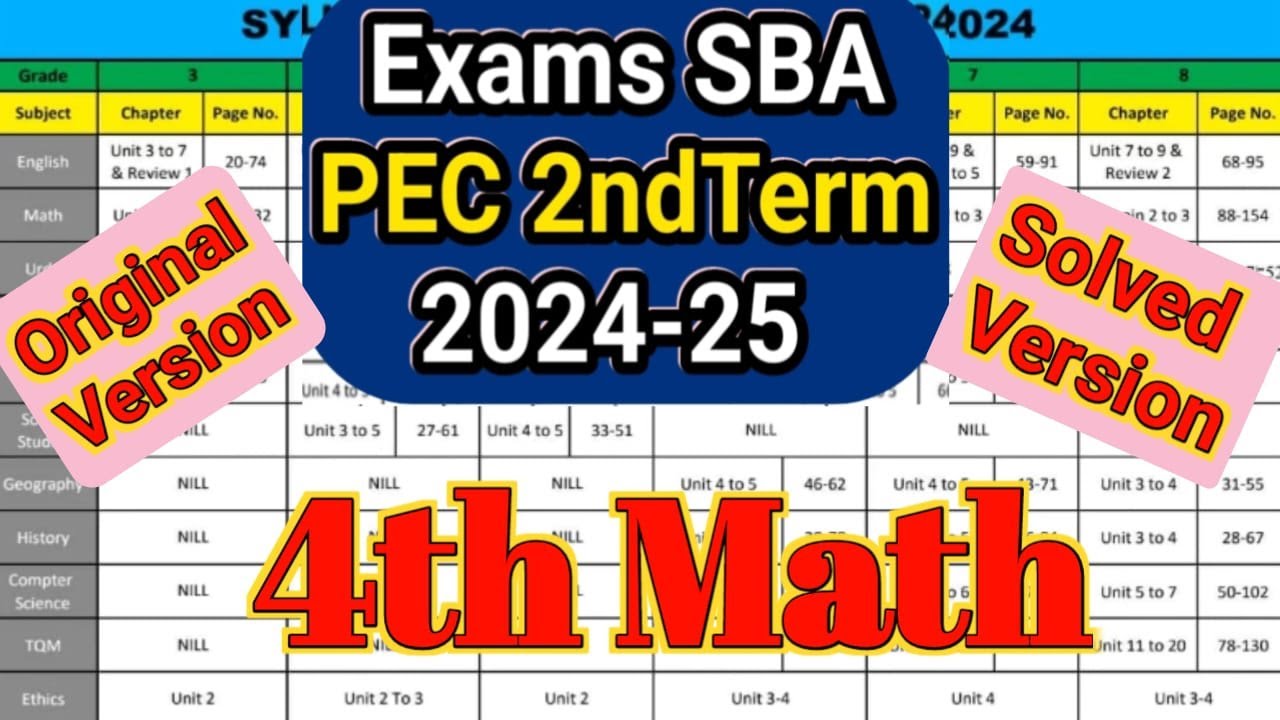 SBA 4 Class Math 2nd Term Original Paper Solved 2024-SBA Class 4 Math ...