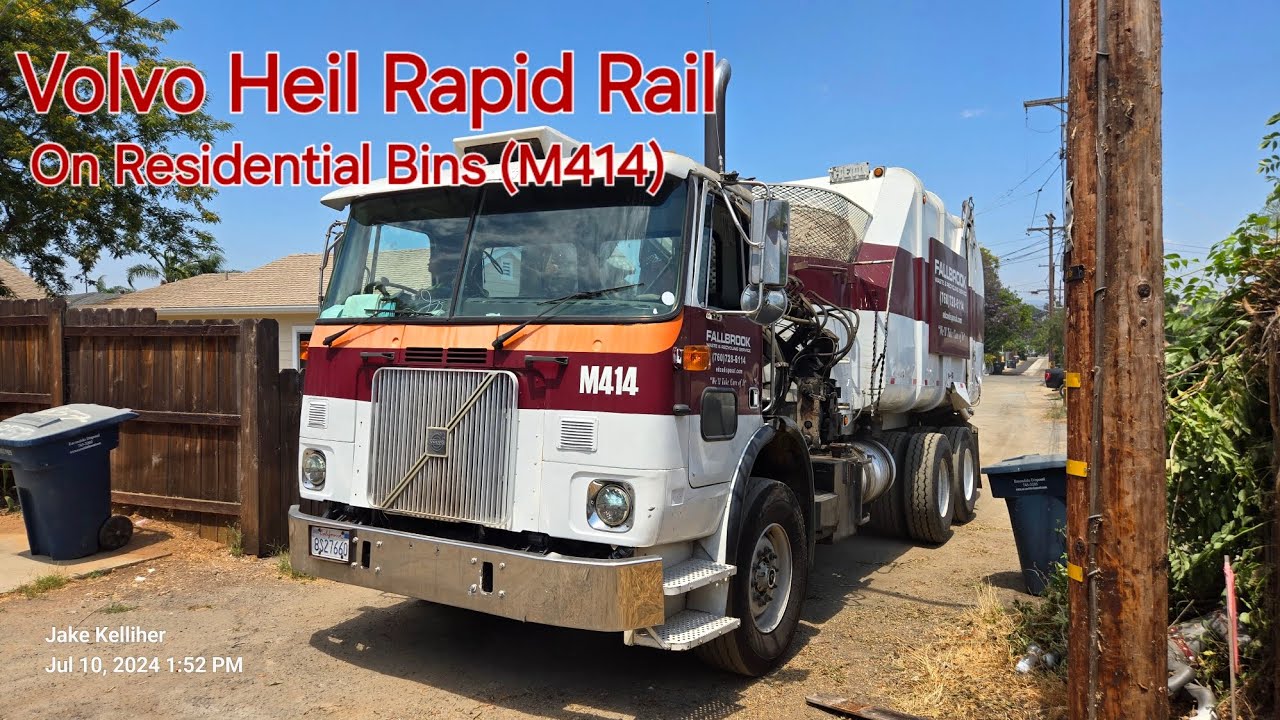 Revving Volvo Garbage Truck Collecting Trash | Truck M414 - YouTube