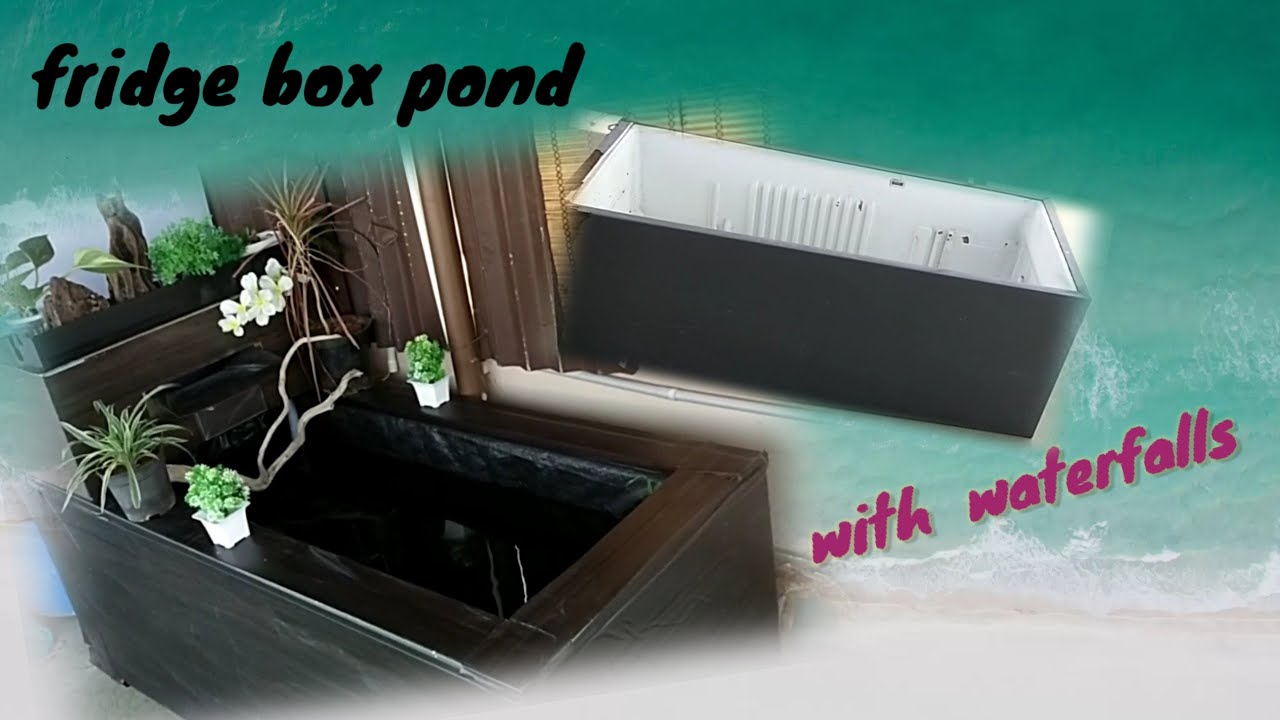 Fridge box pond with waterfall feature - YouTube