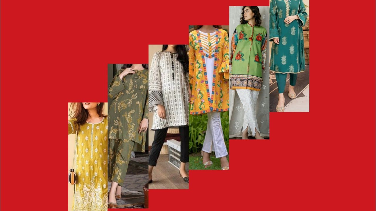 summer lawn 2piece short kameez shalwar suit design outfit idea ...