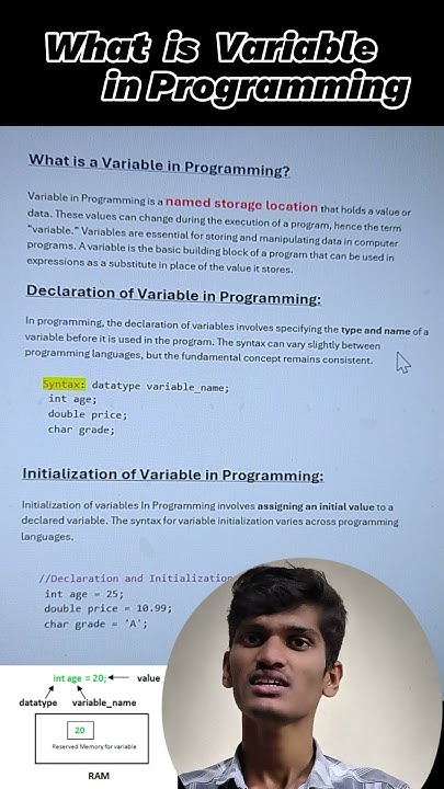 What Is A Variable In Programming Declaration Of A Variable