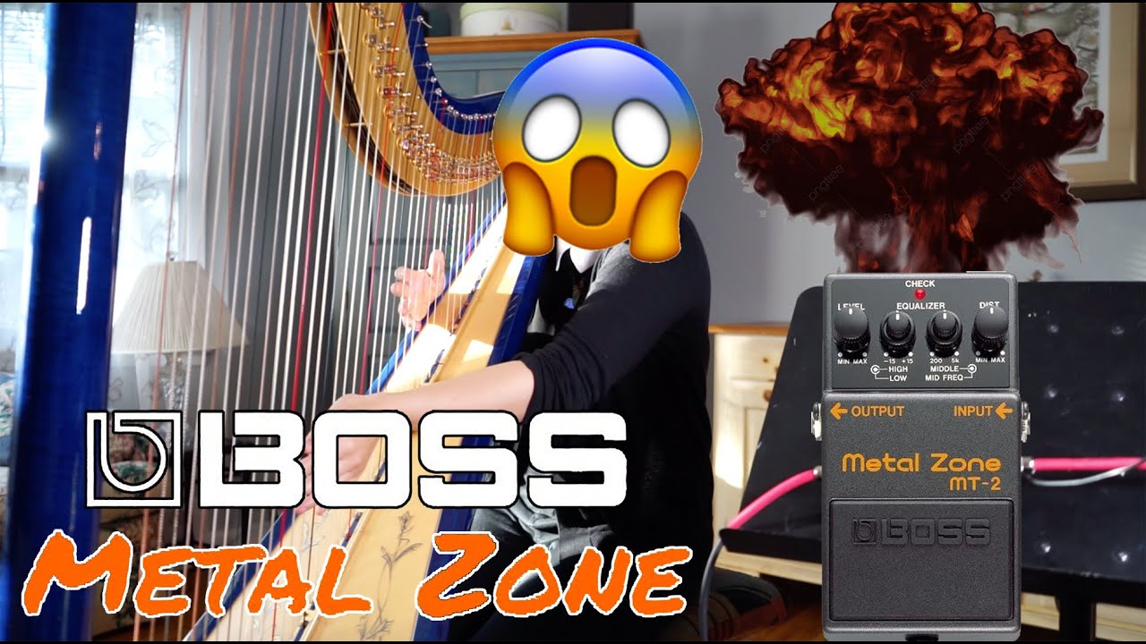 BOSS METAL ZONE MT-2 ON HARP - YouTube