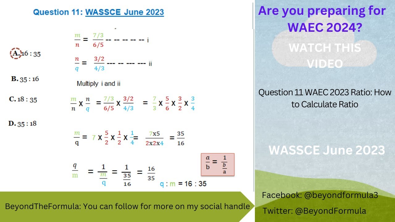 WASSCE 2023 Ratio Past Question | Mastering Key Concepts ...