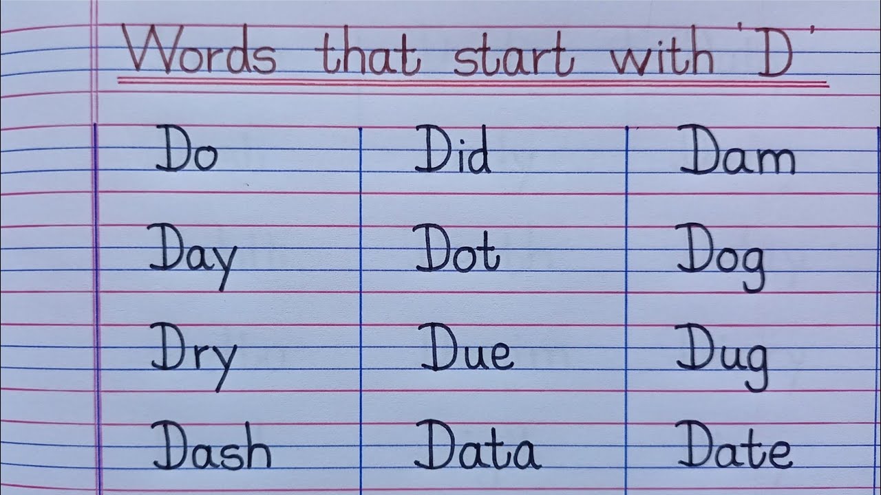 100 Words That Start With ' D '| ' D ' Letter Words| - YouTube