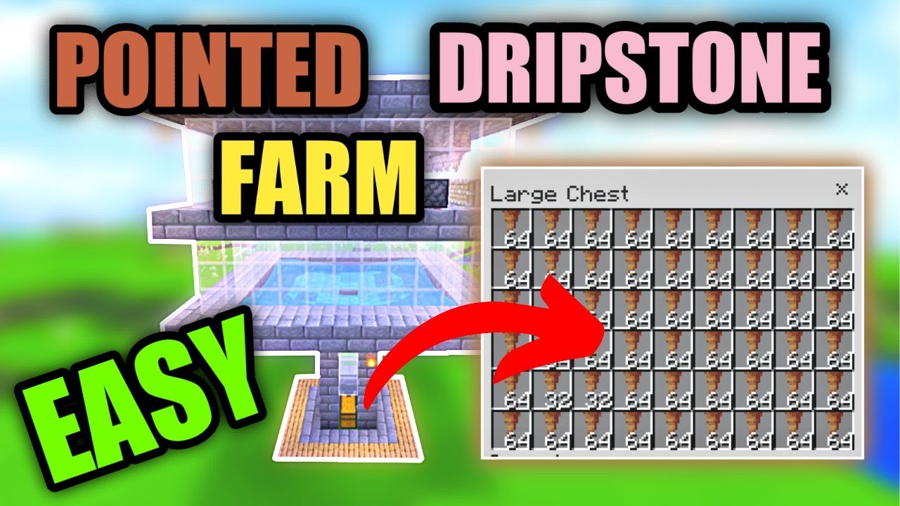 SIMPLE 1.17 FULLY AUTOMATIC POINTED DRIPSTONE FARM in Minecraft Bedrock ...