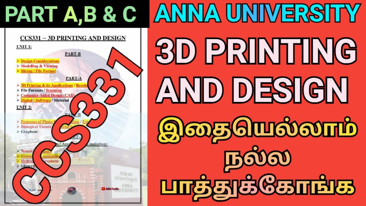 3D Printing and Design Important Questions Anna University | CCS331 ...