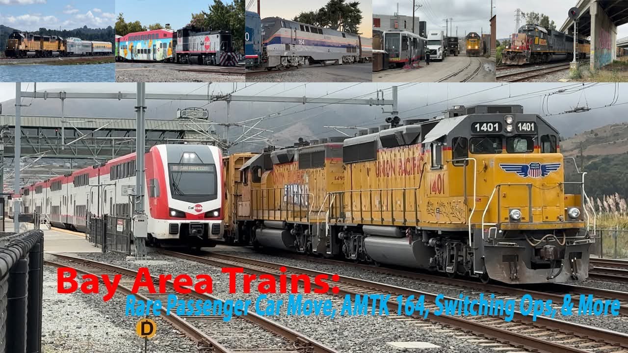 Bay Area Trains: Rare Passenger Car Move, AMTK 164, Switching Ops ...