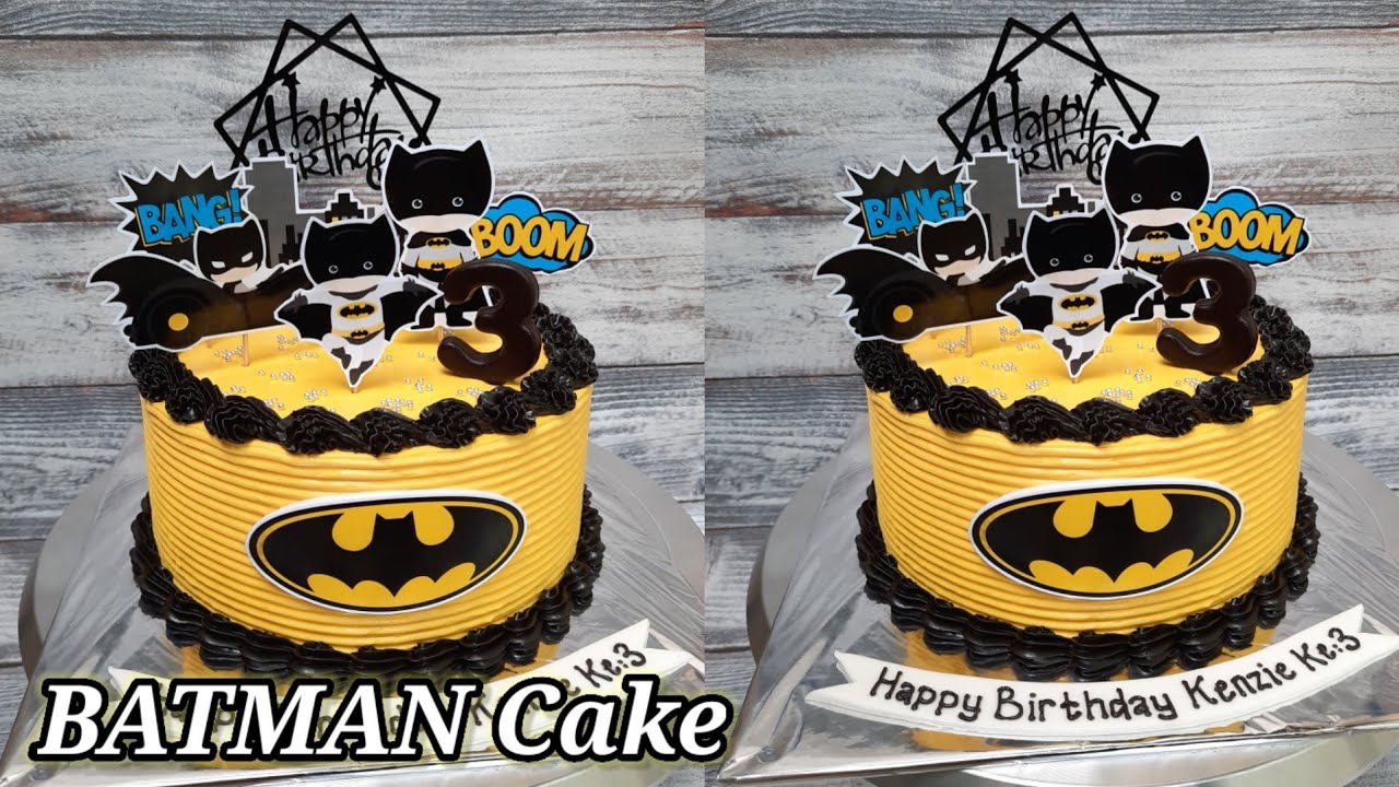 BATMAN Cake | Cara membuat kue ulang tahun tema Batman - YouTube