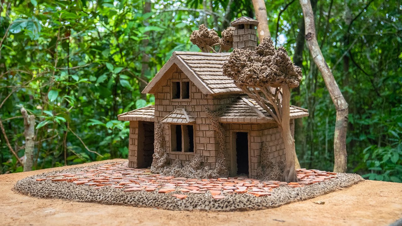 Build Maniature Mud Brick Villa - YouTube