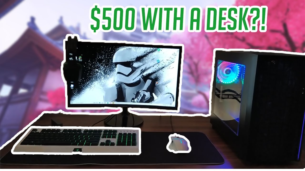 *THE BEST* Pc Setup Under $500! (w/ a desk!) - YouTube