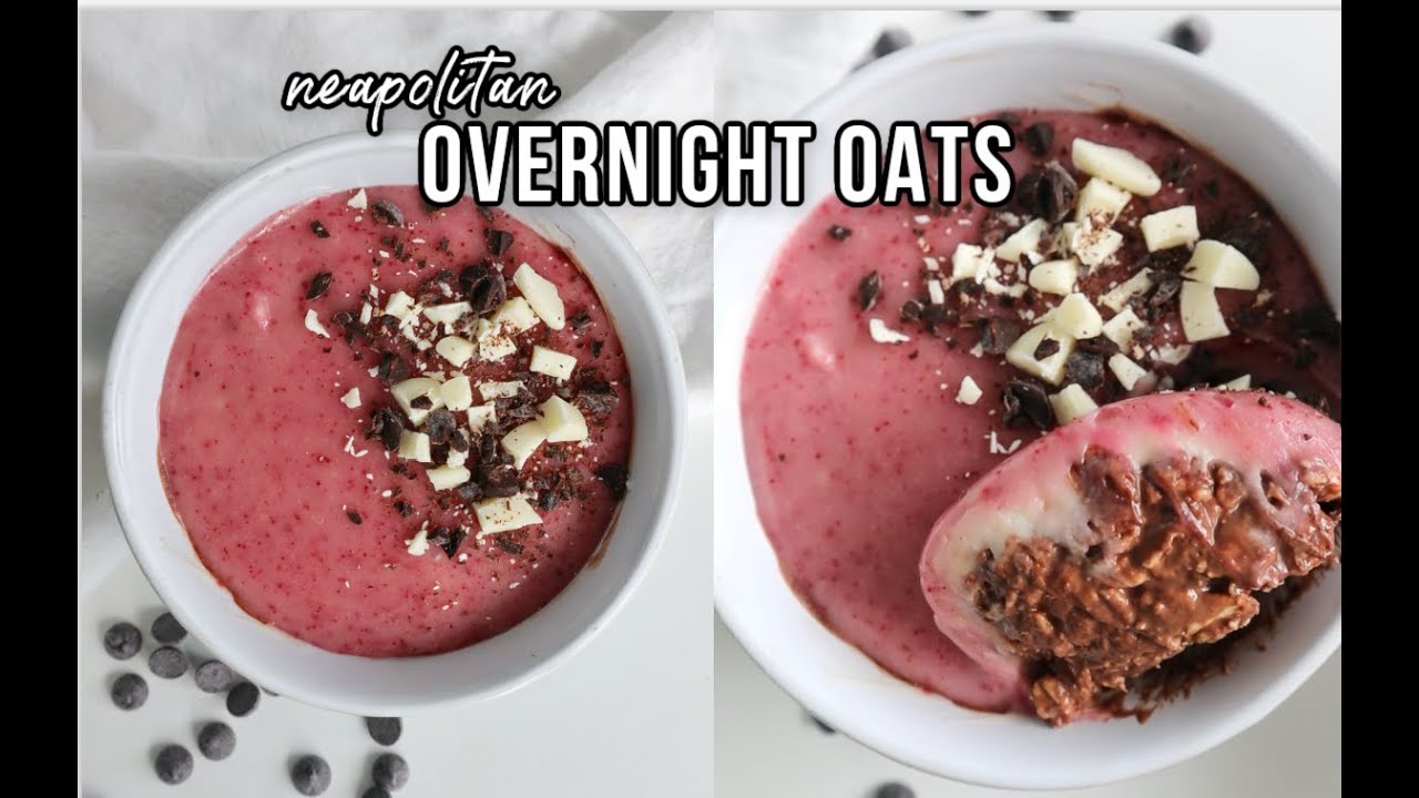 Neapolitan Overnight Oats (high protein + vegan) - YouTube