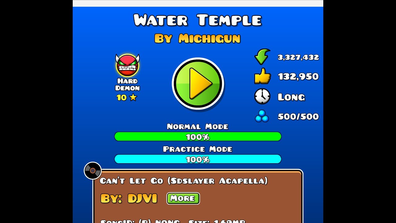 ''WATER TEMPLE'' 100% [HARD DEMON] (Geometry Dash) - YouTube