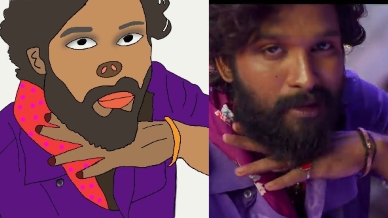 Pushpa movie song , Saami Saami Allu Arjun songs , drawing meme, allu ...