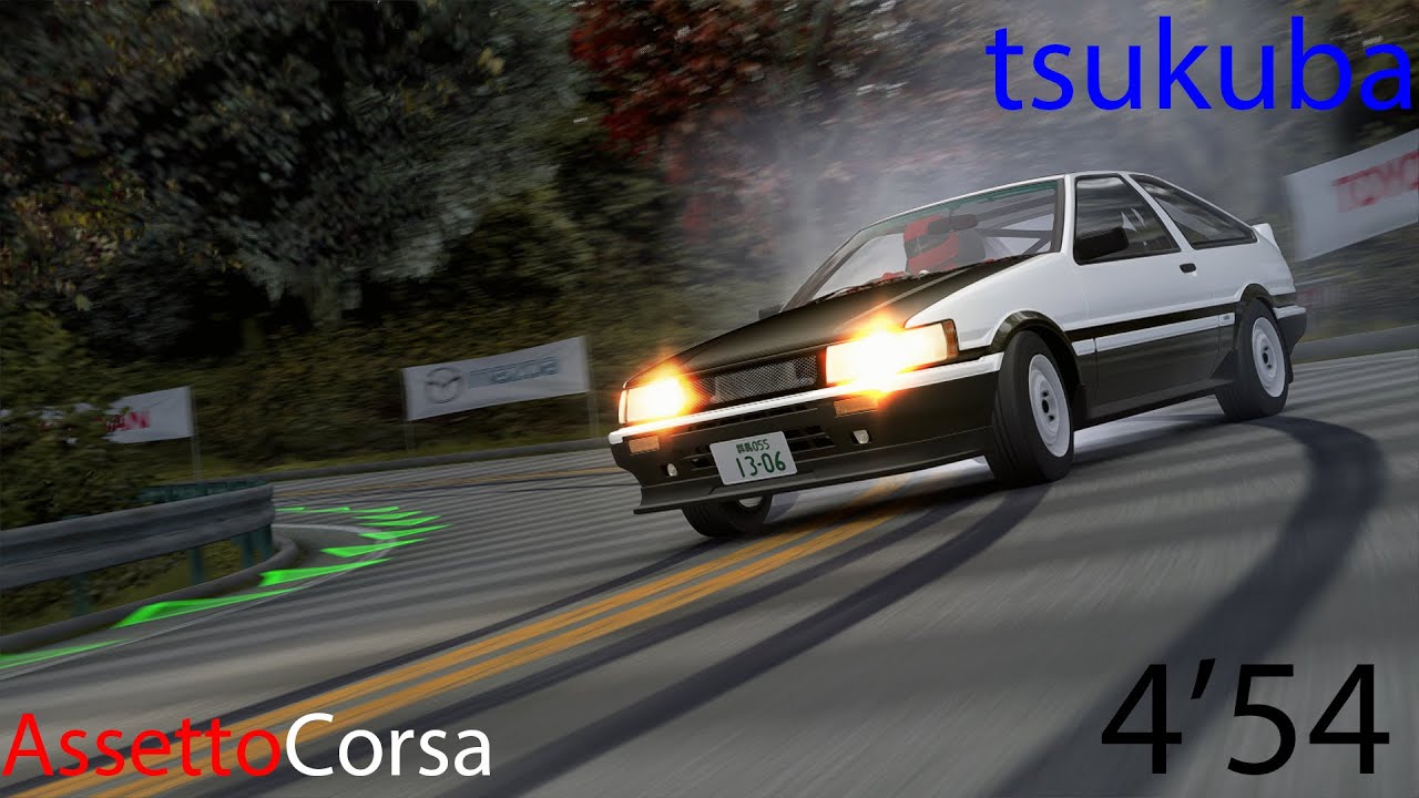 Assetto corsa AE86 levin Time attack (tsukuba fruit line) - YouTube