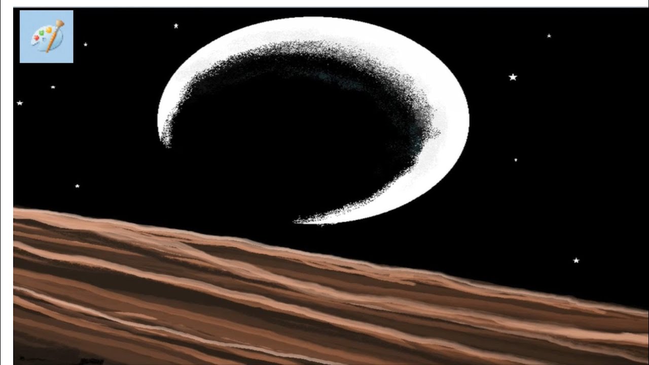 Simple Night Scenery drawing on ms paint🌴How to drawing paint in ...