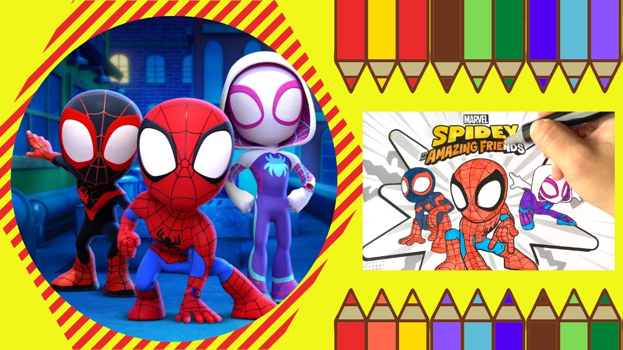Colouring Spidey and his Amazing Friends: Spidey, Spin, Ghost Spider ...