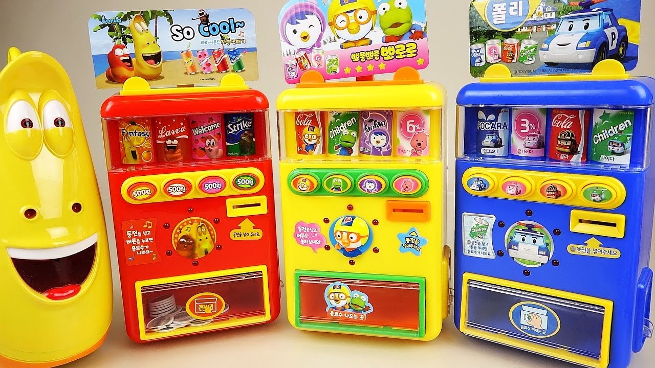Larva Robocar Poli Pororo Vending machine toys with TOBOT - YouTube