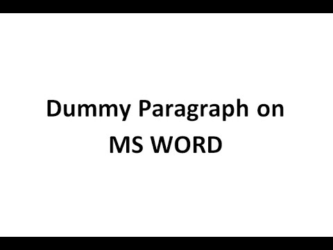 Dummy Paragraph on MS Word - YouTube
