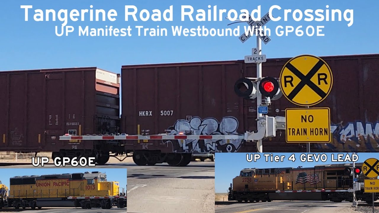 UP 2738 Manifest Train Westbound With GP60E Trailing, Tangerine Road ...