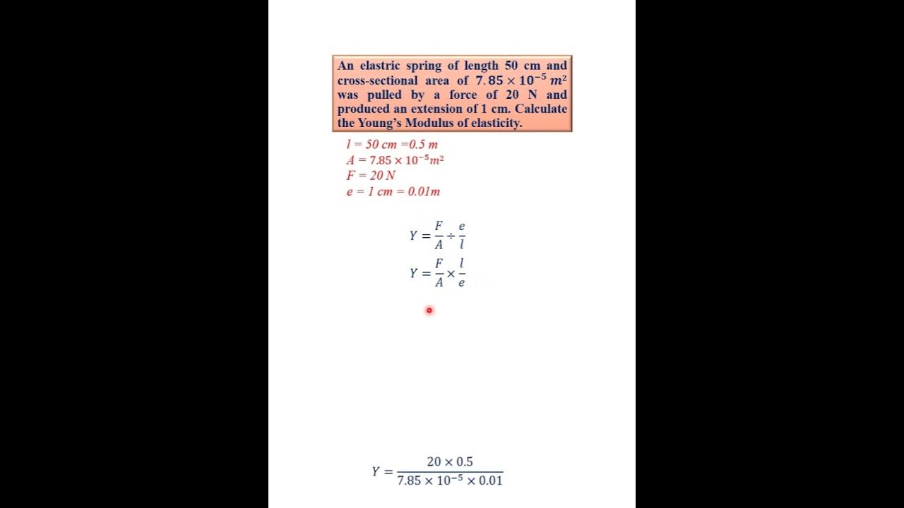Calculating Youngs Modulus #physics #elasticity #youngsmodulus - YouTube