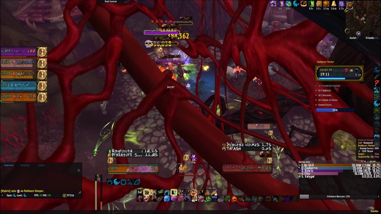 World of Warcraft: 7.2.5 [Mythic] +14 Darkheart Thicket [Feral Druid PoV] - YouTube