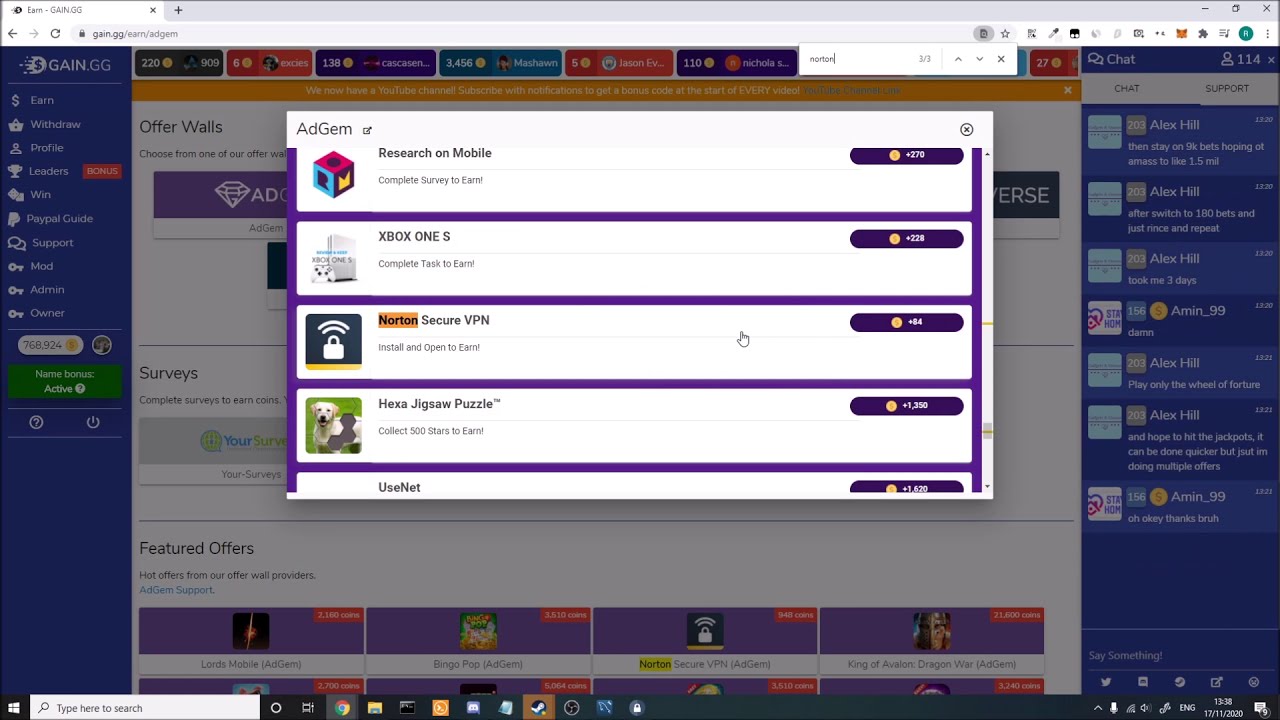 Earn free cash installing an app! (Norton) - GAIN.GG - YouTube