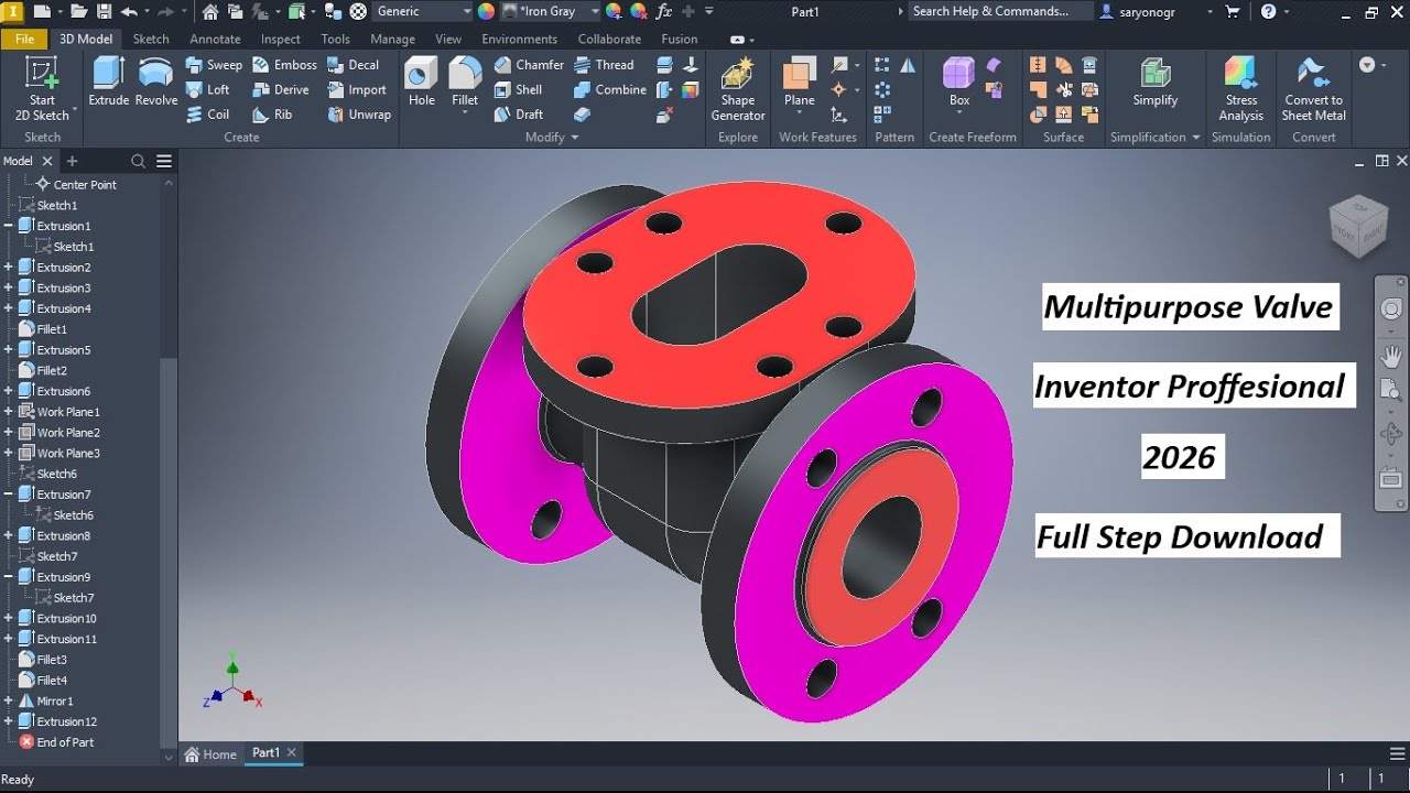 Multipurpose Valve Autodesk Inventor Professional 2026 Full Download # ...