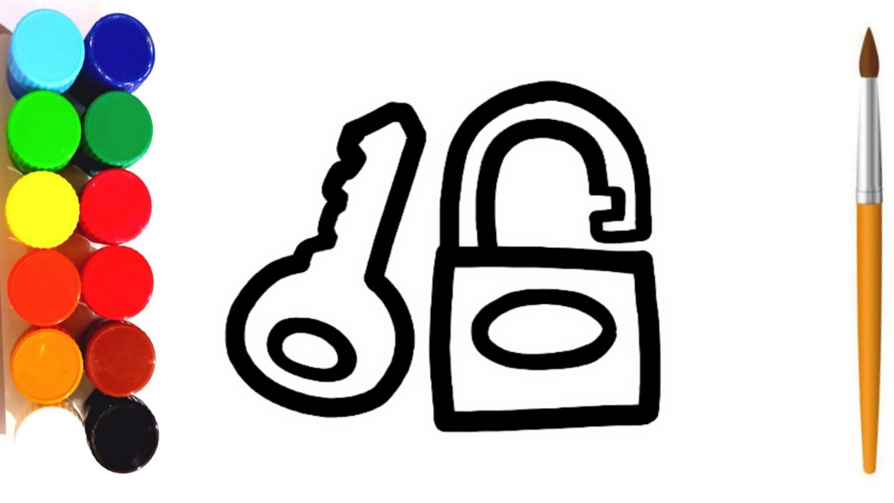 How to Draw Lock 🔒 and key 🗝 for kids Step by Step and Coloring #lock # ...