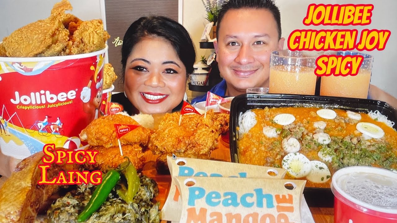 JOLLIBEE CHICKEN JOY SPICY | PHILIPPINES MUKBANG | ONLINE COLLABORATION ...