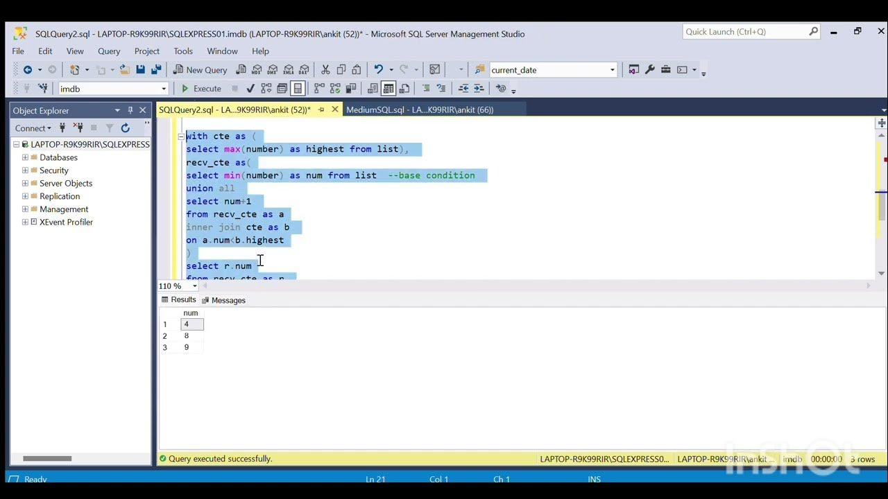 Complex Question on Recursive CTE | SQL Intermediate Question 7 - YouTube
