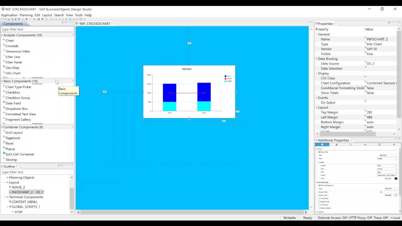 BO design studio 1 6 Info chart types with stacked and line series ...