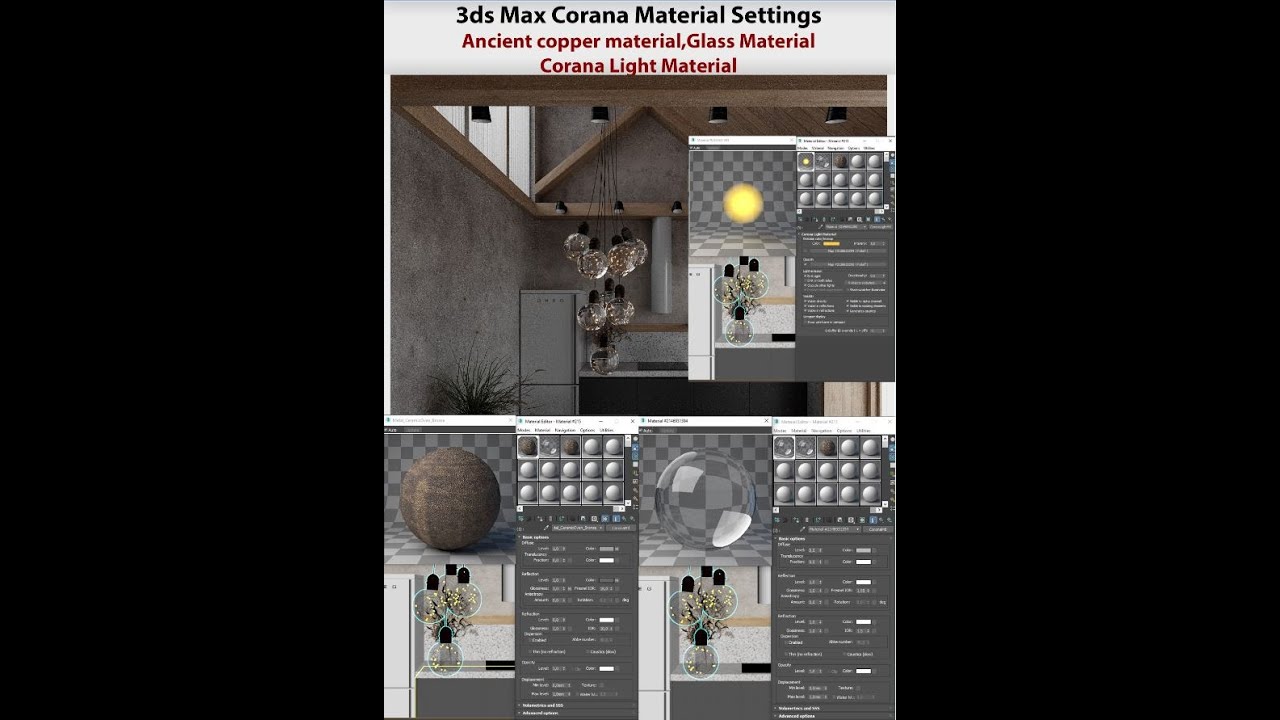 3ds Max Corona Material Settings(Cooper,Glass and Corona Light) - YouTube