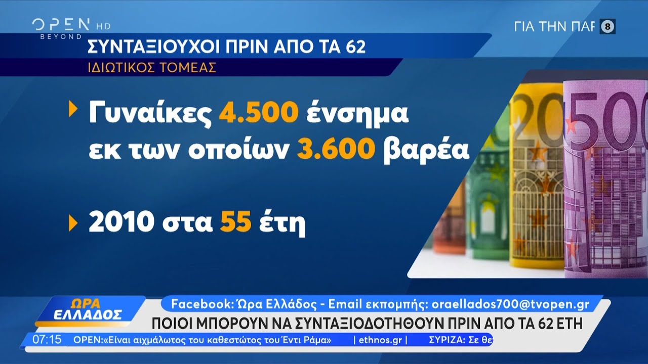 Ποιοι μπορούν να συνταξιοδοτηθούν πριν από τα 62 έτη | Ώρα Ελλάδος 3/8 ...